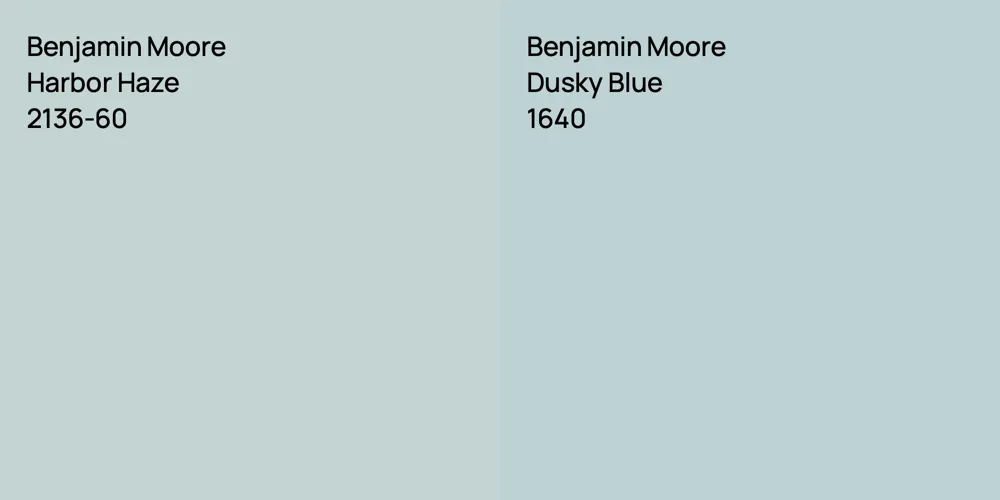 Benjamin Moore Harbor Haze vs. Benjamin Moore Dusky Blue comparison