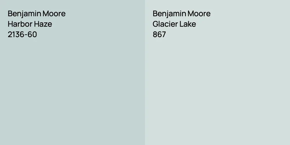 Benjamin Moore Harbor Haze vs. Benjamin Moore Glacier Lake comparison