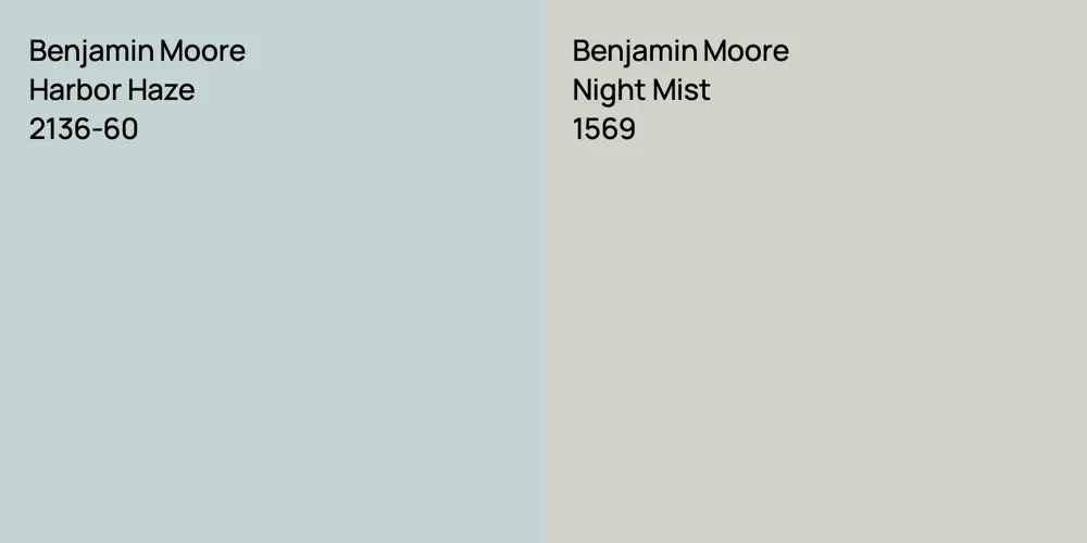 Benjamin Moore Harbor Haze vs. Benjamin Moore Night Mist comparison