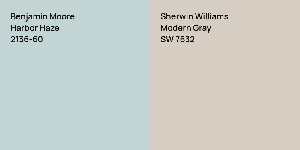 Benjamin Moore Harbor Haze vs. Sherwin Williams Modern Gray comparison