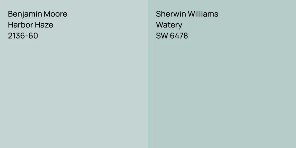 Benjamin Moore Harbor Haze vs. Sherwin Williams Watery comparison