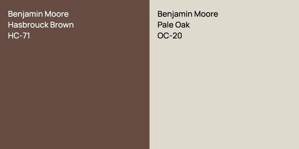 Benjamin Moore Hasbrouck Brown vs. Benjamin Moore Pale Oak comparison