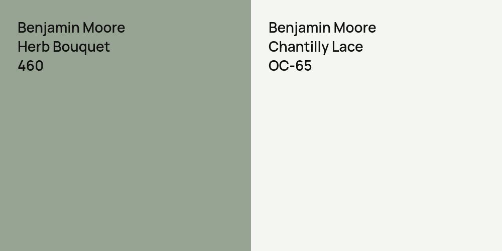 Benjamin Moore Herb Bouquet vs. Benjamin Moore Chantilly Lace comparison