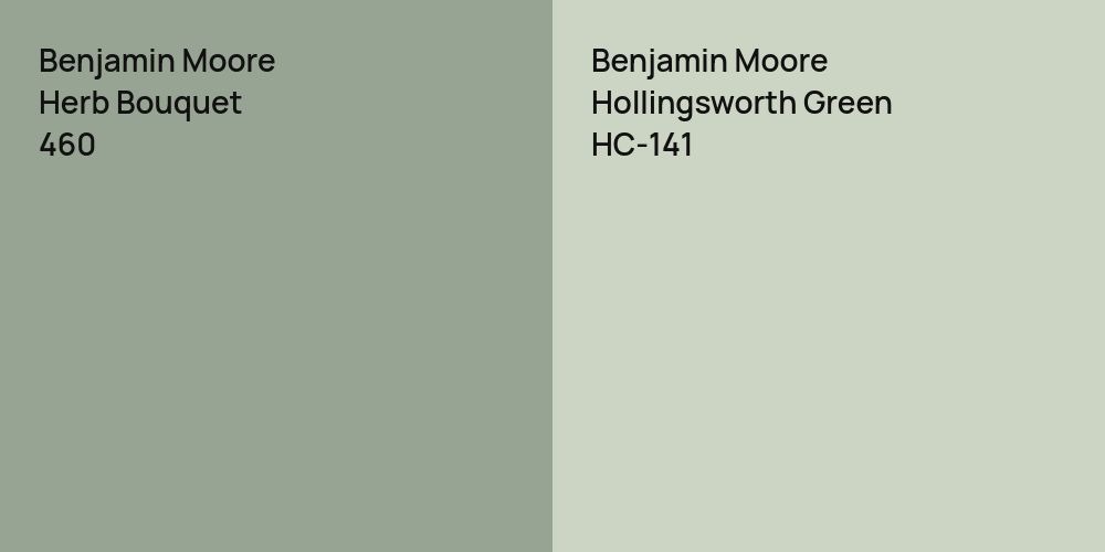 Benjamin Moore Herb Bouquet vs. Benjamin Moore Hollingsworth Green comparison