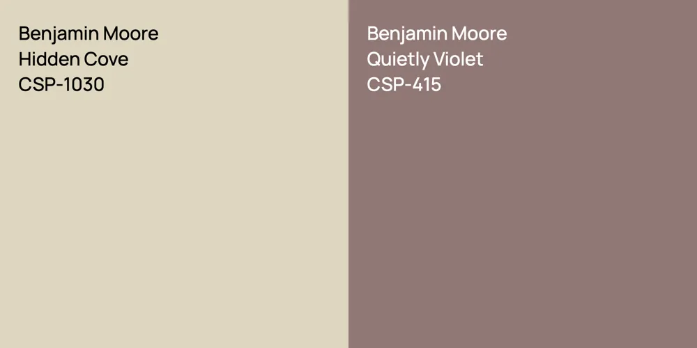 Benjamin Moore Hidden Cove vs. Benjamin Moore Quietly Violet comparison
