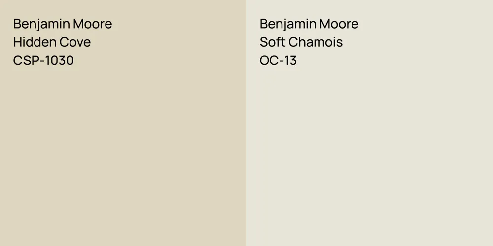 Benjamin Moore Hidden Cove vs. Benjamin Moore Soft Chamois comparison