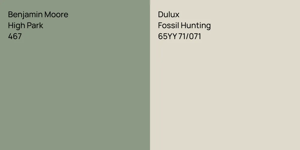 Benjamin Moore High Park vs. Dulux Fossil Hunting comparison