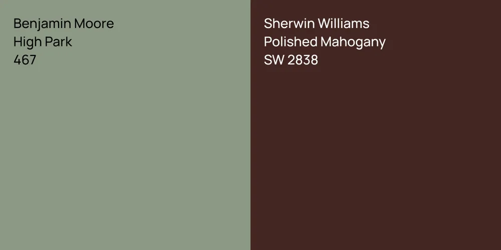 Benjamin Moore High Park vs. Sherwin Williams Polished Mahogany comparison