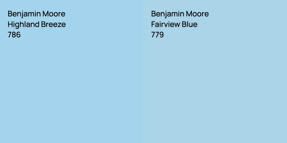 Benjamin Moore Highland Breeze vs. Benjamin Moore Fairview Blue comparison