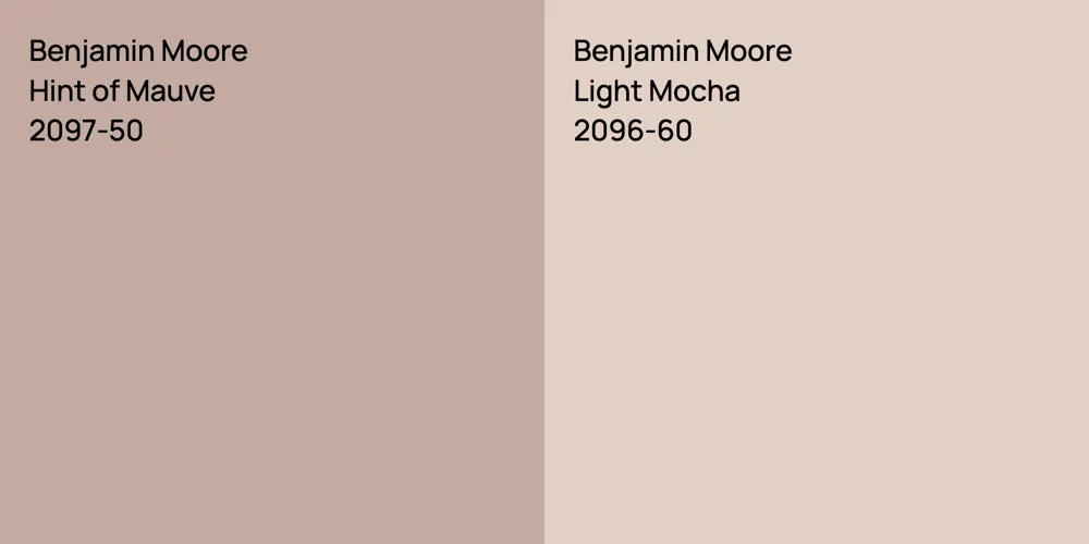Benjamin Moore Hint of Mauve vs. Benjamin Moore Light Mocha comparison