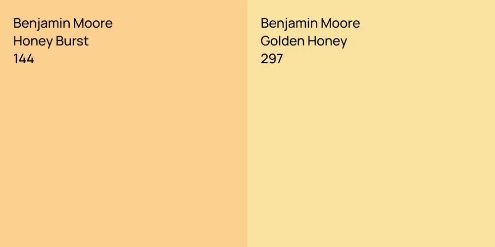 Benjamin Moore Honey Burst vs. Benjamin Moore Golden Honey comparison