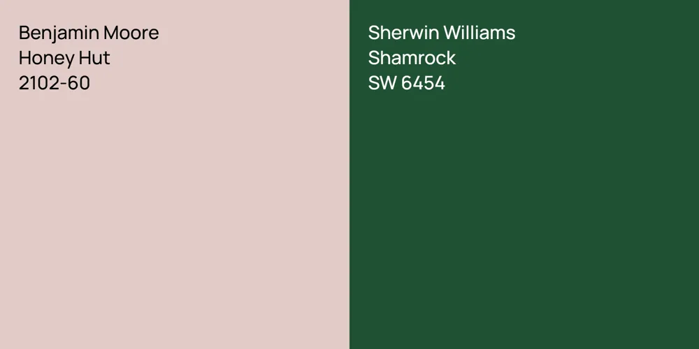 Benjamin Moore Honey Hut vs. Sherwin Williams Shamrock comparison