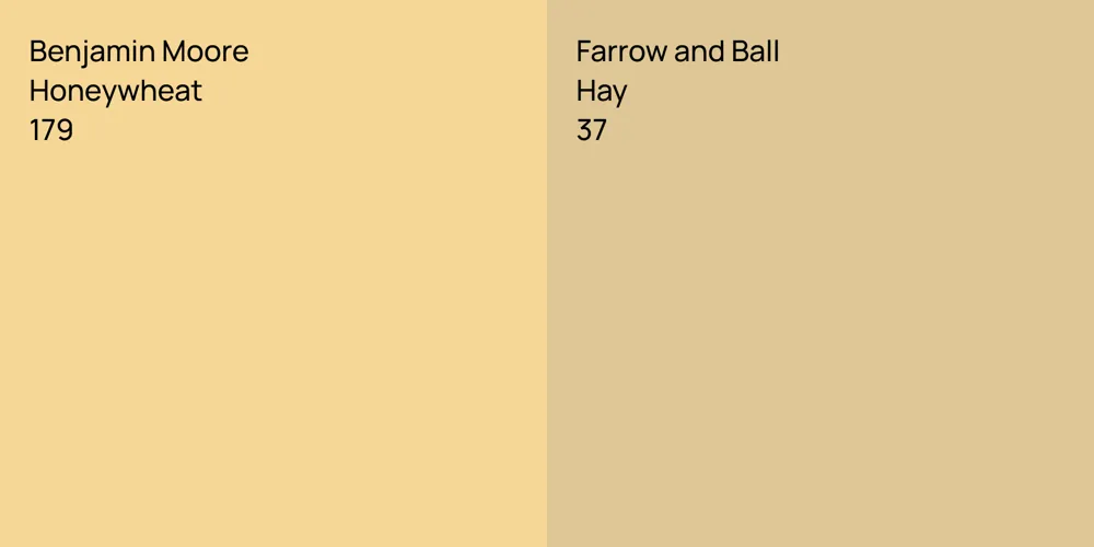 Benjamin Moore Honeywheat vs. Farrow and Ball Hay comparison