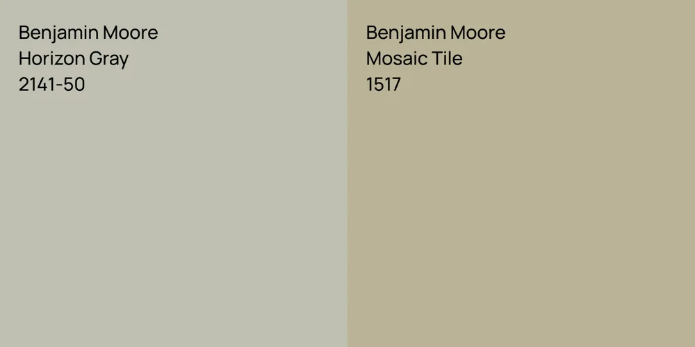 Benjamin Moore Horizon Gray vs. Benjamin Moore Mosaic Tile comparison