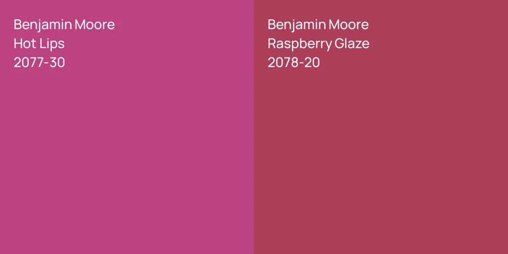 Benjamin Moore Hot Lips vs. Benjamin Moore Raspberry Glaze comparison