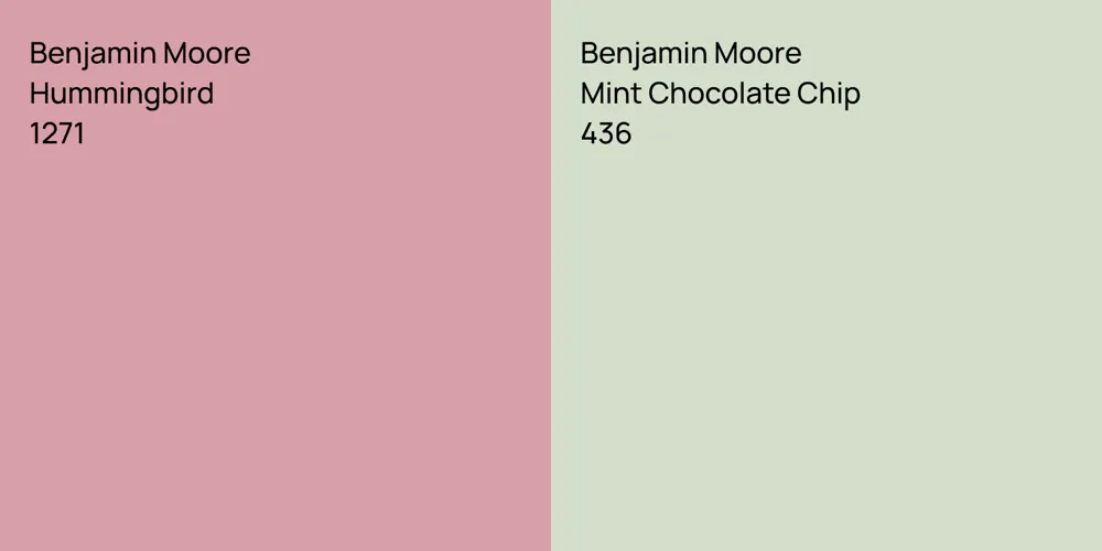 Benjamin Moore Hummingbird vs. Benjamin Moore Mint Chocolate Chip ...