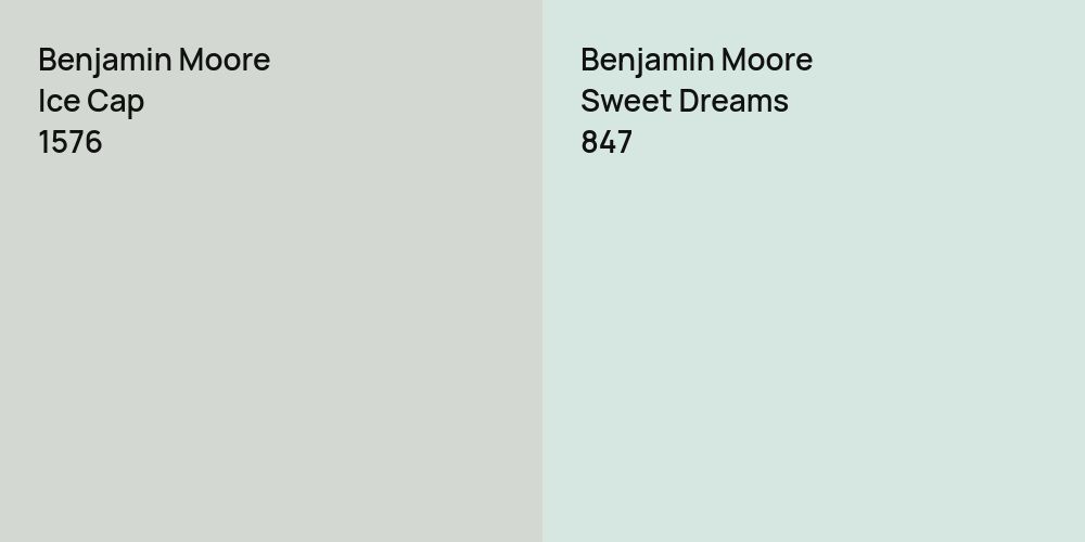 Benjamin Moore Ice Cap vs. Benjamin Moore Sweet Dreams comparison