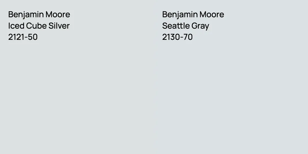Benjamin Moore Iced Cube Silver vs. Benjamin Moore Seattle Gray comparison