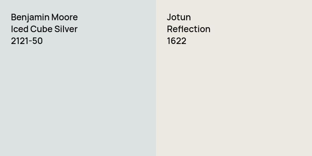 Benjamin Moore Iced Cube Silver vs. Jotun Reflection comparison