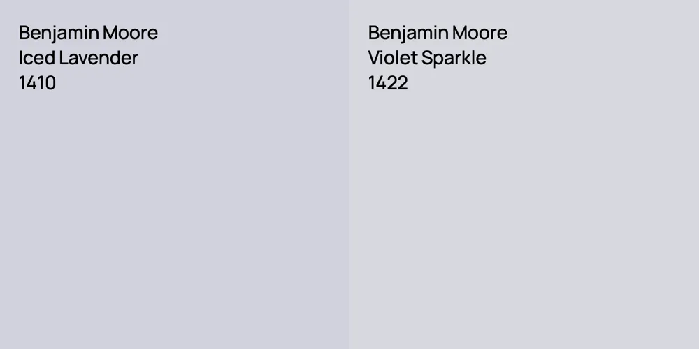 Benjamin Moore Iced Lavender vs. Benjamin Moore Violet Sparkle comparison