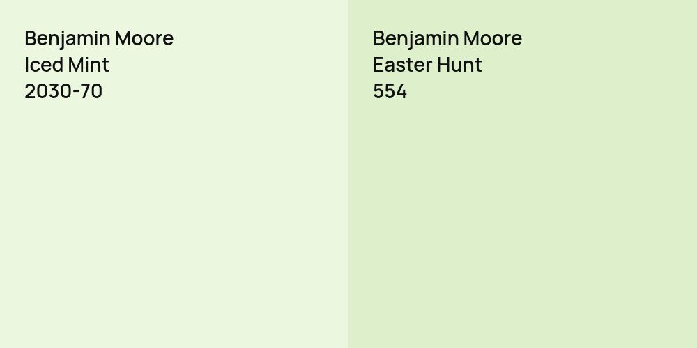Benjamin Moore Iced Mint vs. Benjamin Moore Easter Hunt comparison