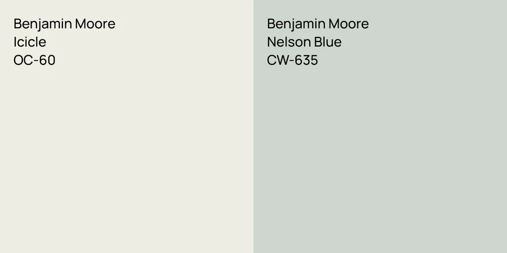 Benjamin Moore Icicle vs. Benjamin Moore Nelson Blue comparison
