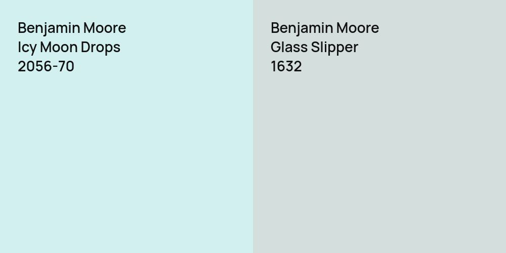 Benjamin Moore Icy Moon Drops vs. Benjamin Moore Glass Slipper comparison