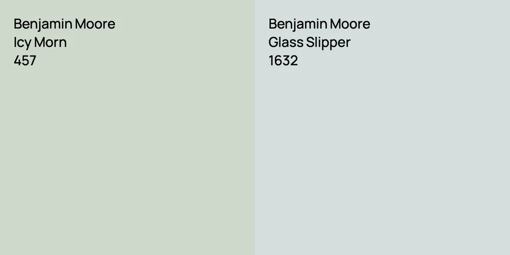 Benjamin Moore Icy Morn vs. Benjamin Moore Glass Slipper comparison