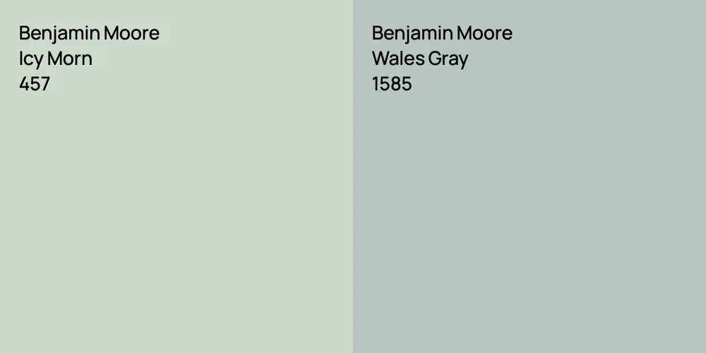 Benjamin Moore Icy Morn vs. Benjamin Moore Wales Gray comparison