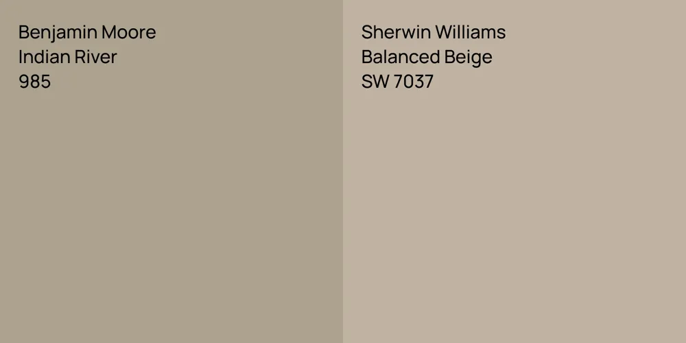 Benjamin Moore Indian River vs. Sherwin Williams Balanced Beige comparison