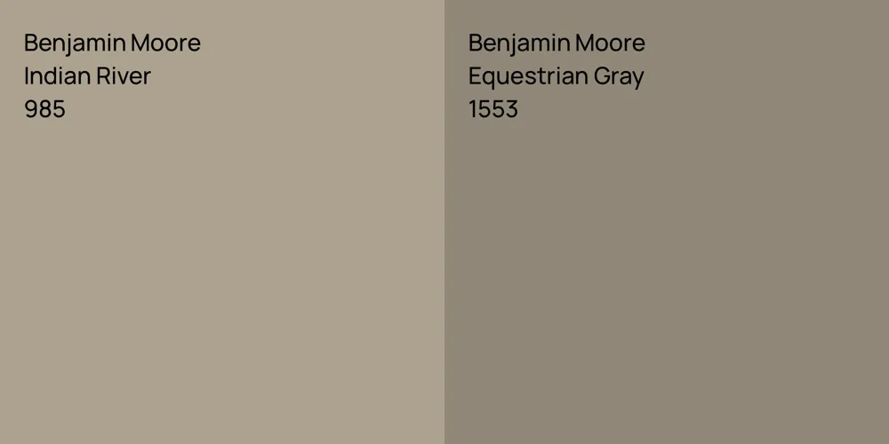 Benjamin Moore Indian River vs. Benjamin Moore Equestrian Gray comparison