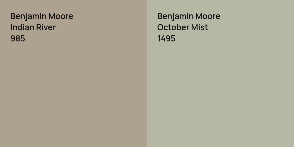 Benjamin Moore Indian River vs. Benjamin Moore October Mist comparison