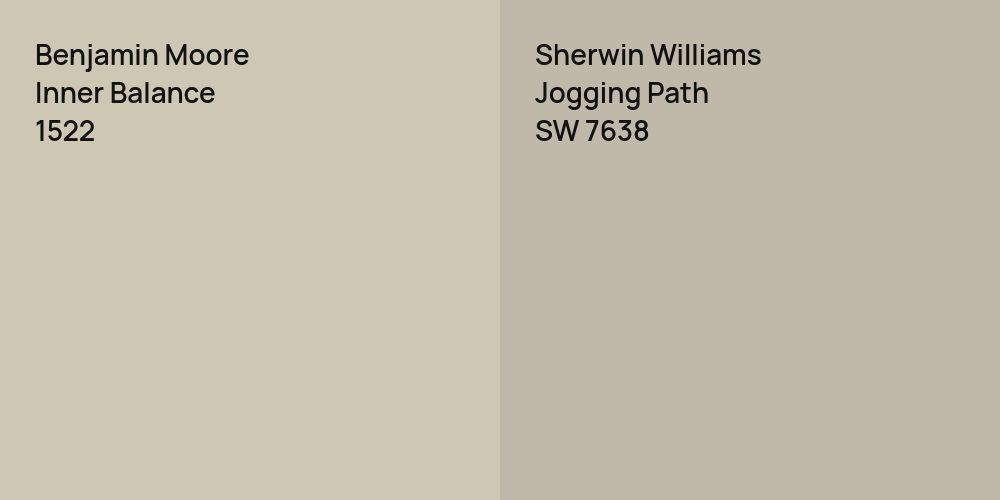 Benjamin Moore Inner Balance vs. Sherwin Williams Jogging Path comparison