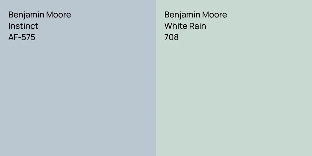 Benjamin Moore Instinct vs. Benjamin Moore White Rain comparison