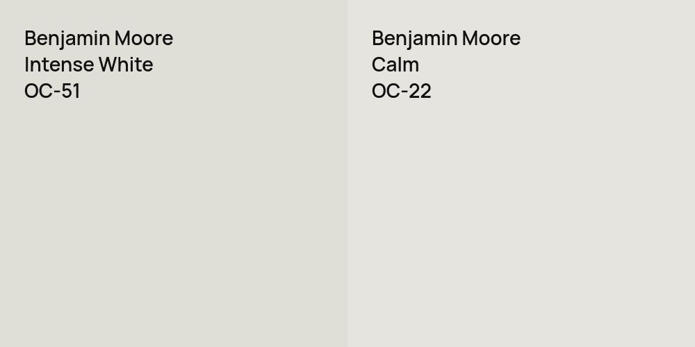 Benjamin Moore Intense White vs. Benjamin Moore Calm comparison