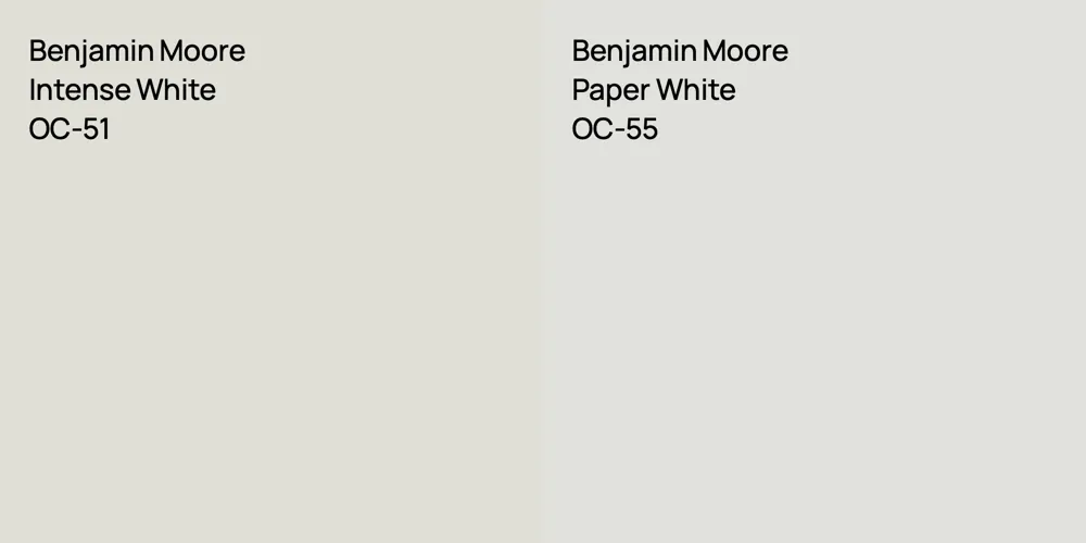 Benjamin Moore Intense White vs. Benjamin Moore Paper White comparison