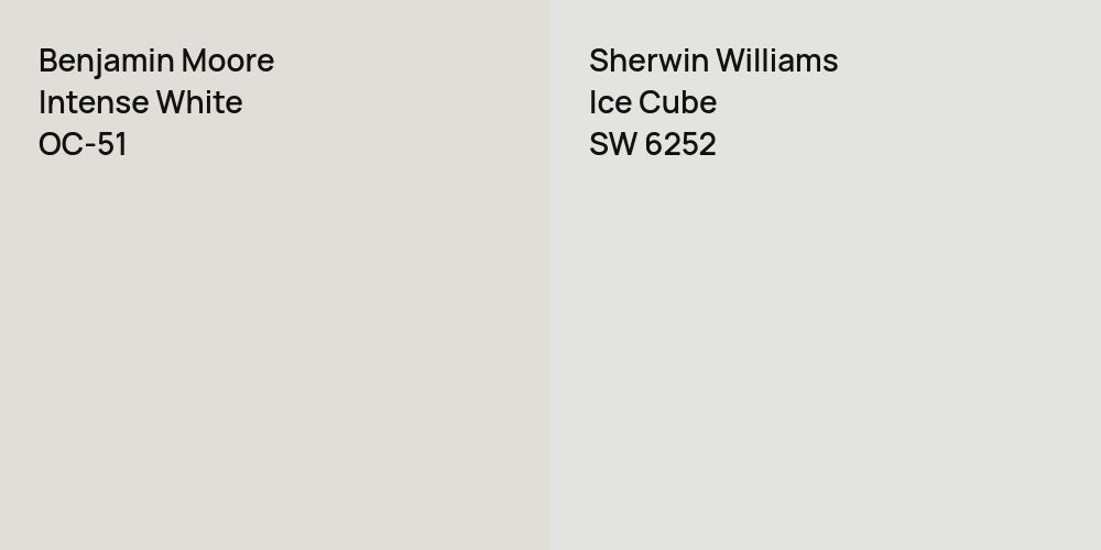 Benjamin Moore Intense White vs. Sherwin Williams Ice Cube comparison