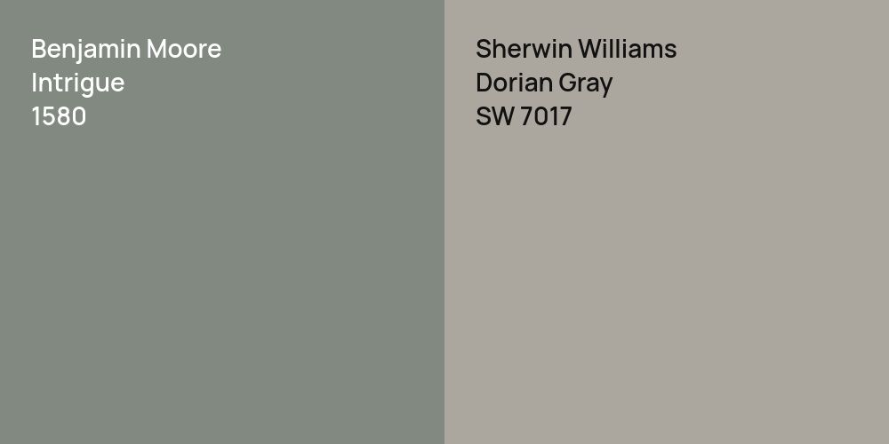Benjamin Moore Intrigue vs. Sherwin Williams Dorian Gray comparison
