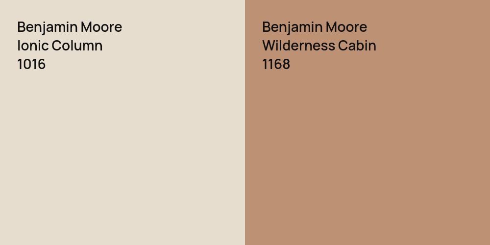 Benjamin Moore Ionic Column vs. Benjamin Moore Wilderness Cabin comparison