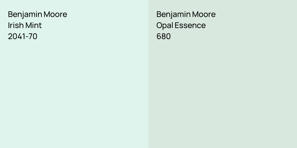Benjamin Moore Irish Mint vs. Benjamin Moore Opal Essence comparison