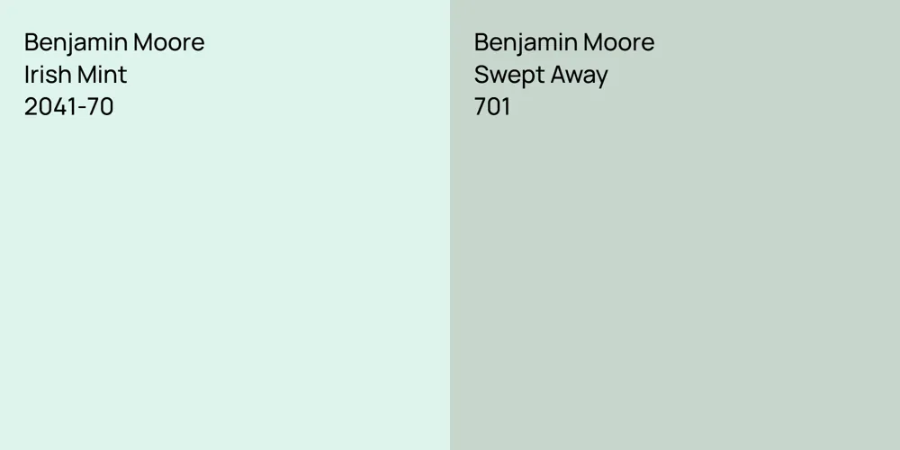 Benjamin Moore Irish Mint vs. Benjamin Moore Swept Away comparison