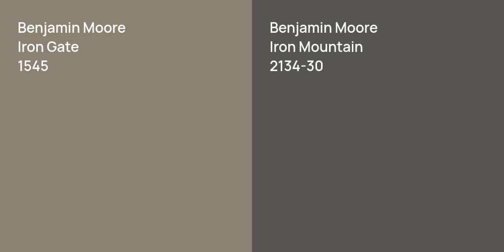 Benjamin Moore Iron Gate vs. Benjamin Moore Iron Mountain comparison