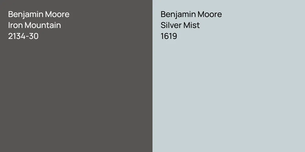 Benjamin Moore Iron Mountain vs. Benjamin Moore Silver Mist comparison