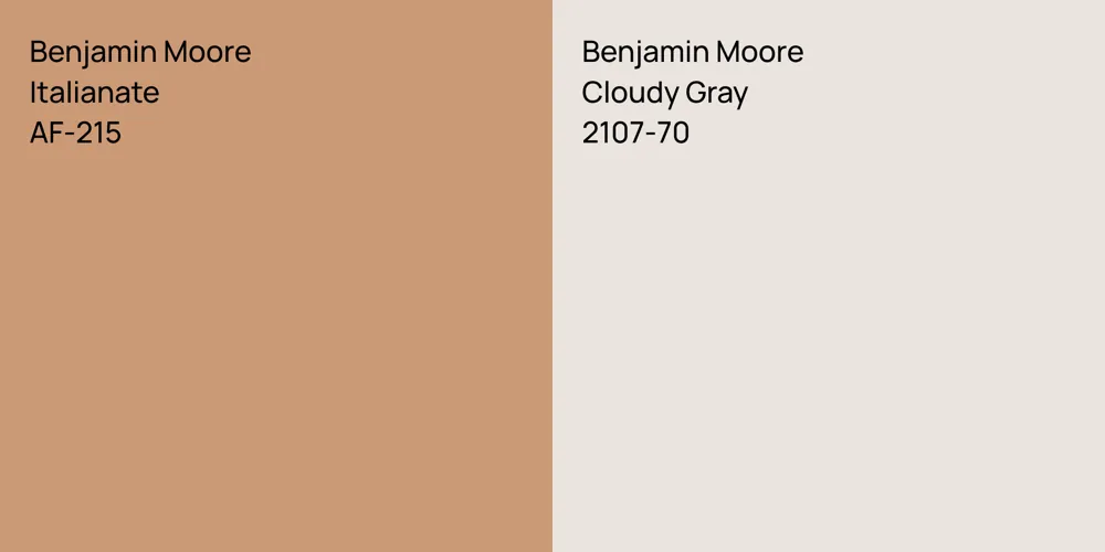 Benjamin Moore Italianate vs. Benjamin Moore Cloudy Gray comparison