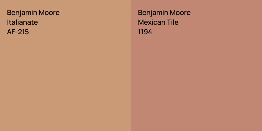 Benjamin Moore Italianate vs. Benjamin Moore Mexican Tile comparison