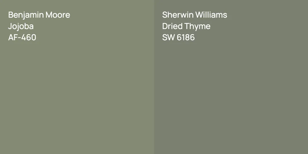Benjamin Moore Jojoba vs. Sherwin Williams Dried Thyme comparison