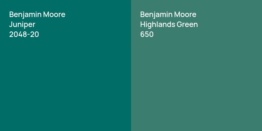 Benjamin Moore Juniper vs. Benjamin Moore Highlands Green comparison