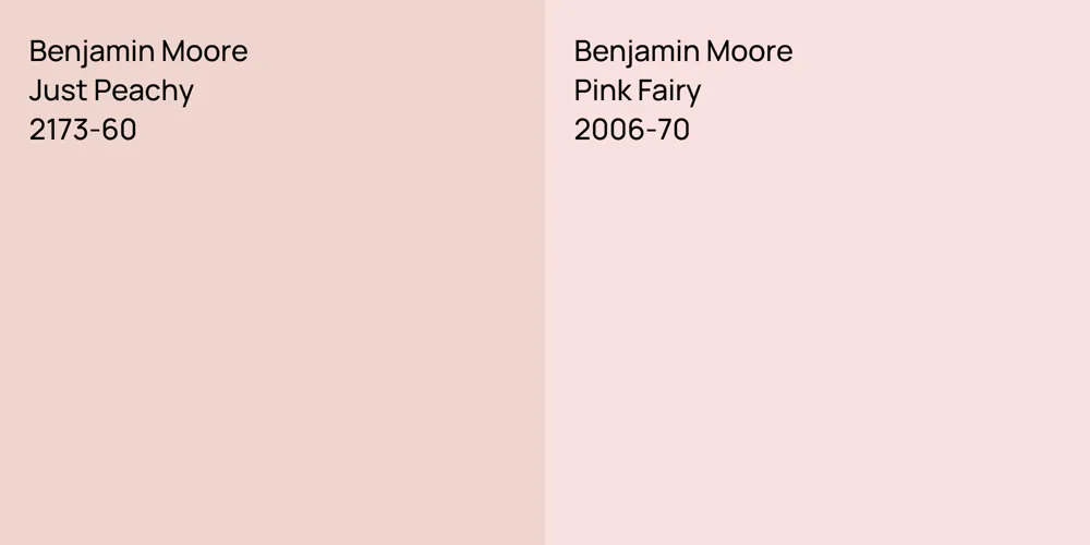 Benjamin Moore Just Peachy vs. Benjamin Moore Pink Fairy comparison