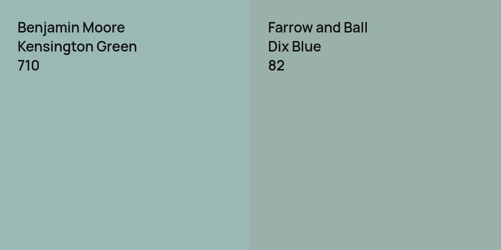 Benjamin Moore Kensington Green vs. Farrow and Ball Dix Blue comparison