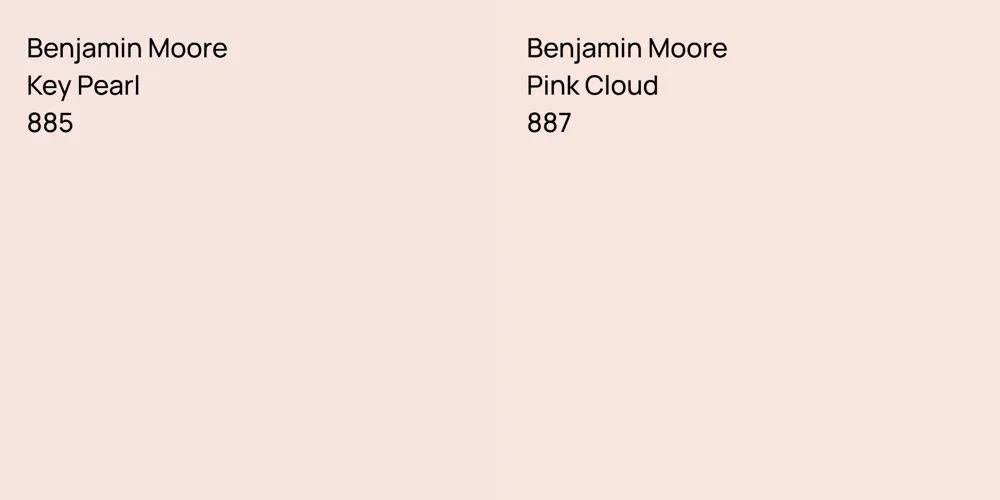 Benjamin Moore Key Pearl vs. Benjamin Moore Pink Cloud comparison